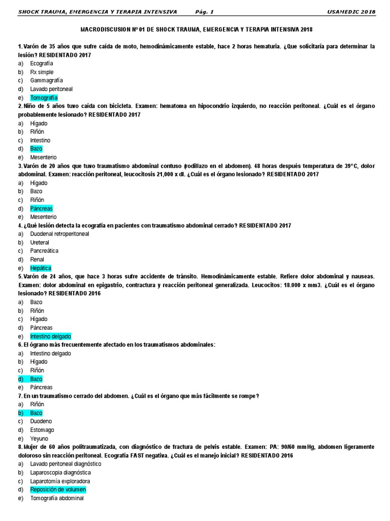 Manejo del Shock Traumático en Emergencias | PDF | Quemar | Reanimación ...