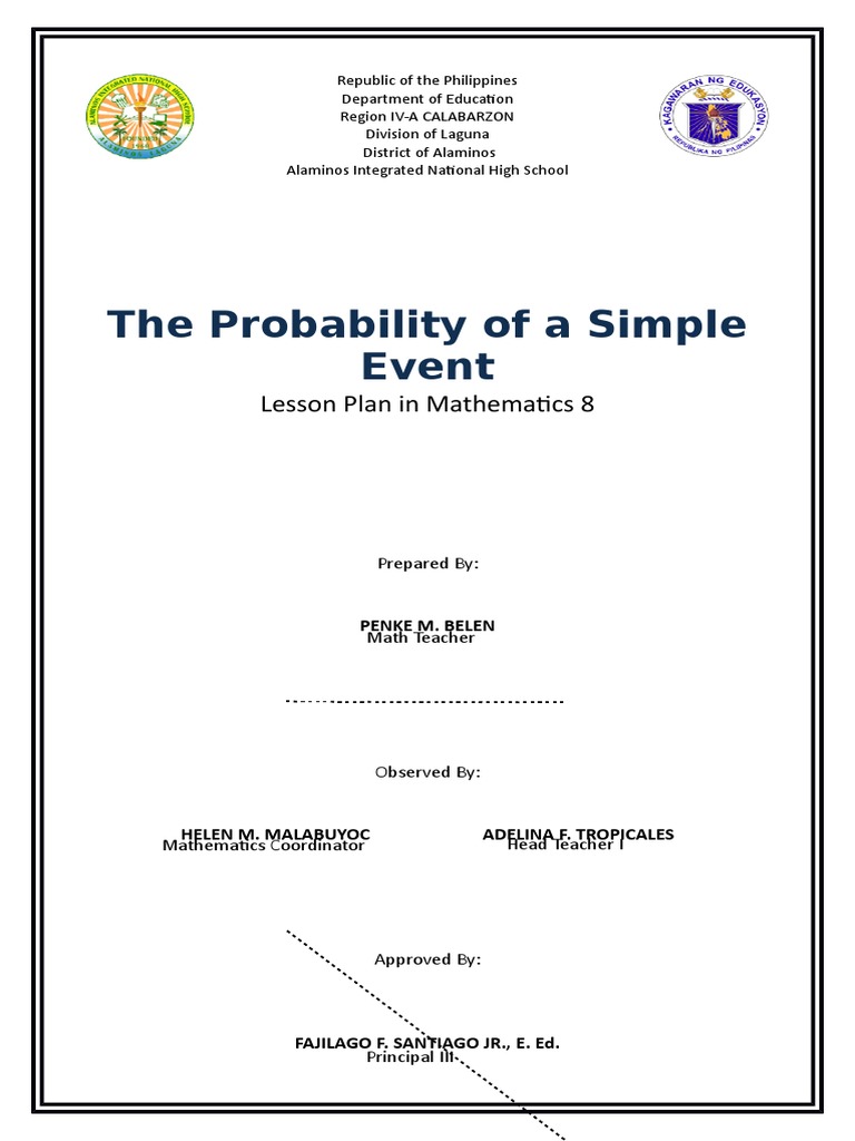 Probability of Simple Events LP | PDF | Probability | Teaching Mathematics
