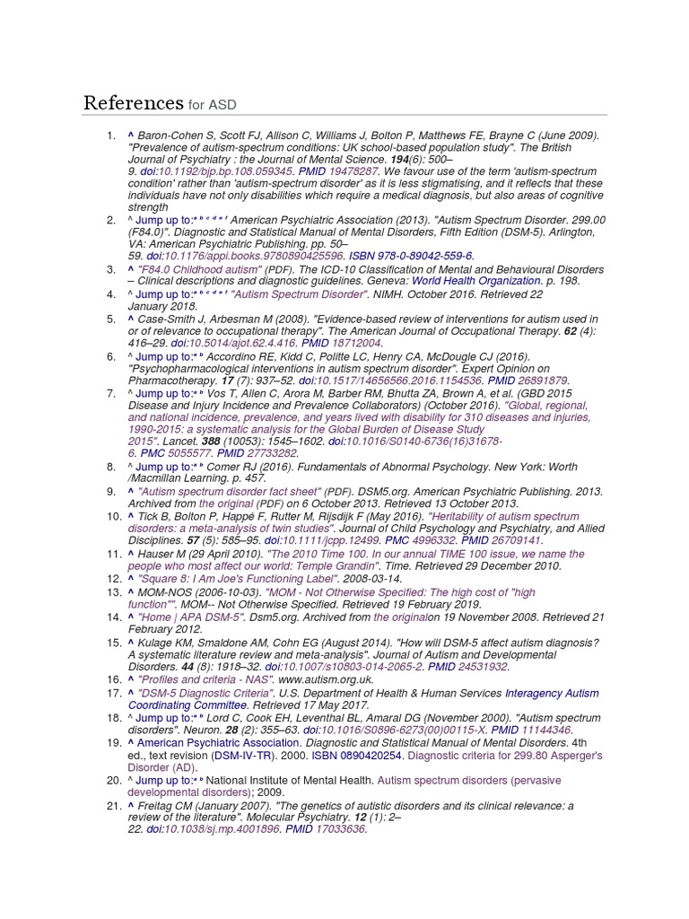 Asd References | PDF | Autism Spectrum | Mental Disorder