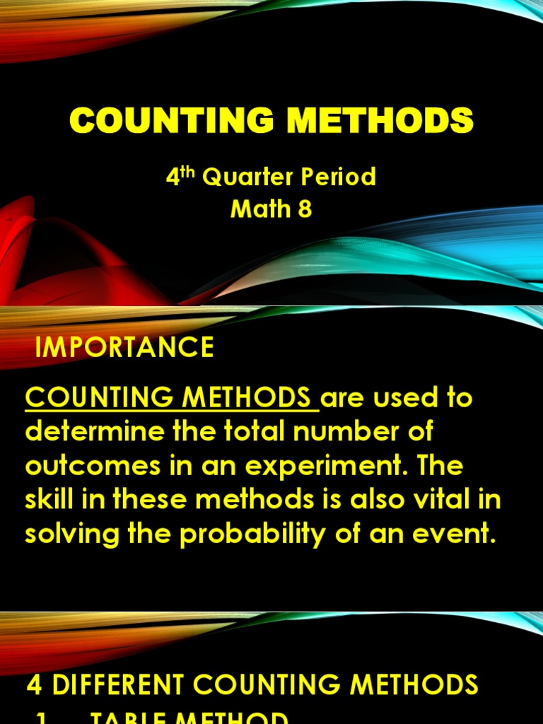 Counting Methods: 4 Quarter Period Math 8 | Download Free PDF ...