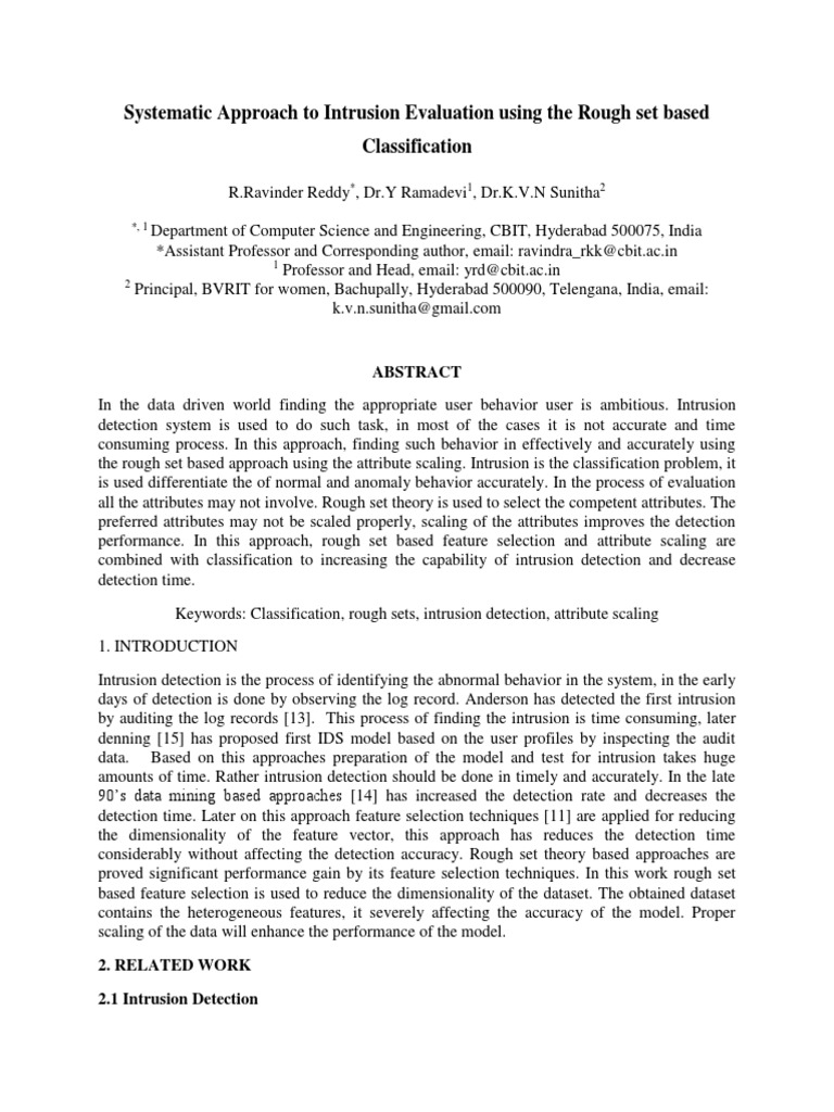 Systematic Approach To Intrusion Evaluation Using The Rough Set Based Classification | PDF ...