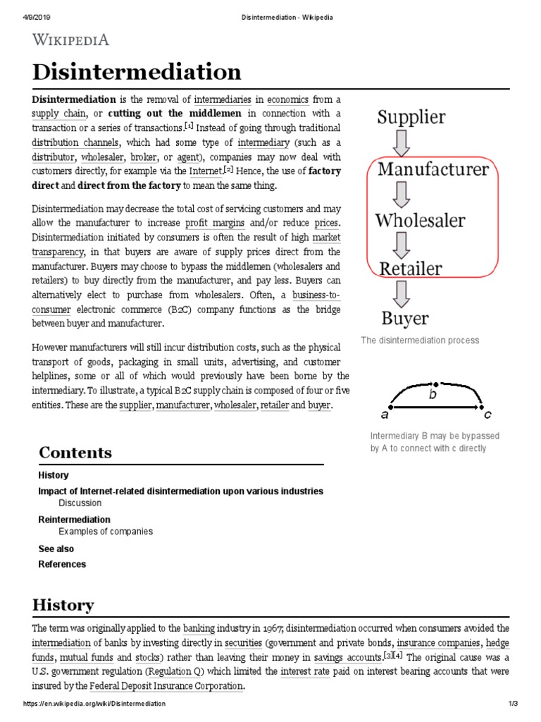 Disintermediation - Wikipedia PDF | PDF | Supply Chain Management ...