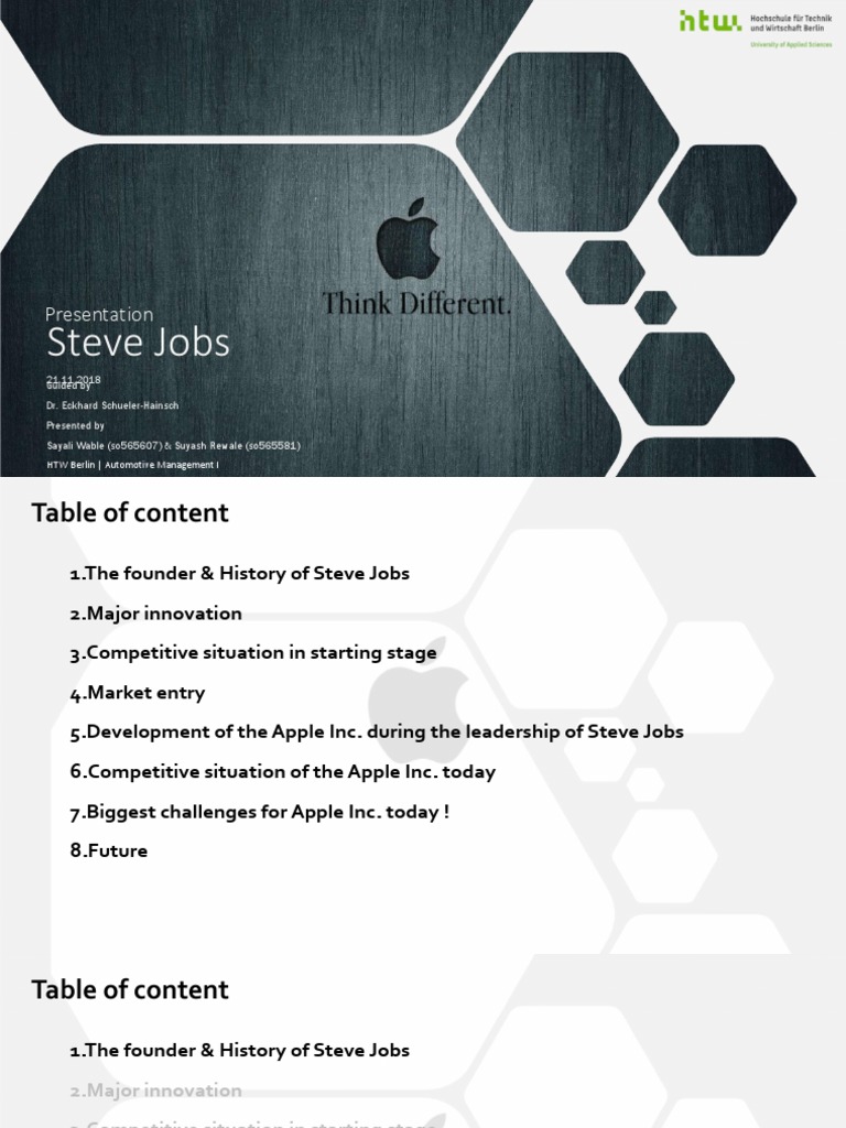 Steve Jobs: Presentation | Download Free PDF | Apple Inc. | Steve Jobs