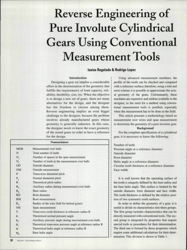 Reverse Engineering of Spur Gear | Download Free PDF | Helix | Gear
