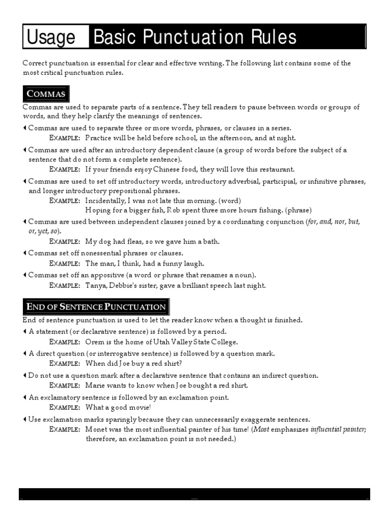 Punctuation Rules PDF | Download Free PDF | Comma | Punctuation