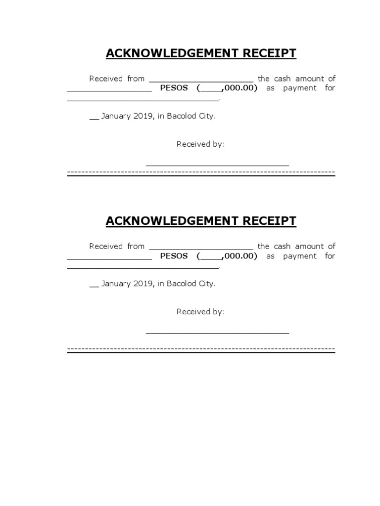 Acknowledgment Receipt Template | PDF