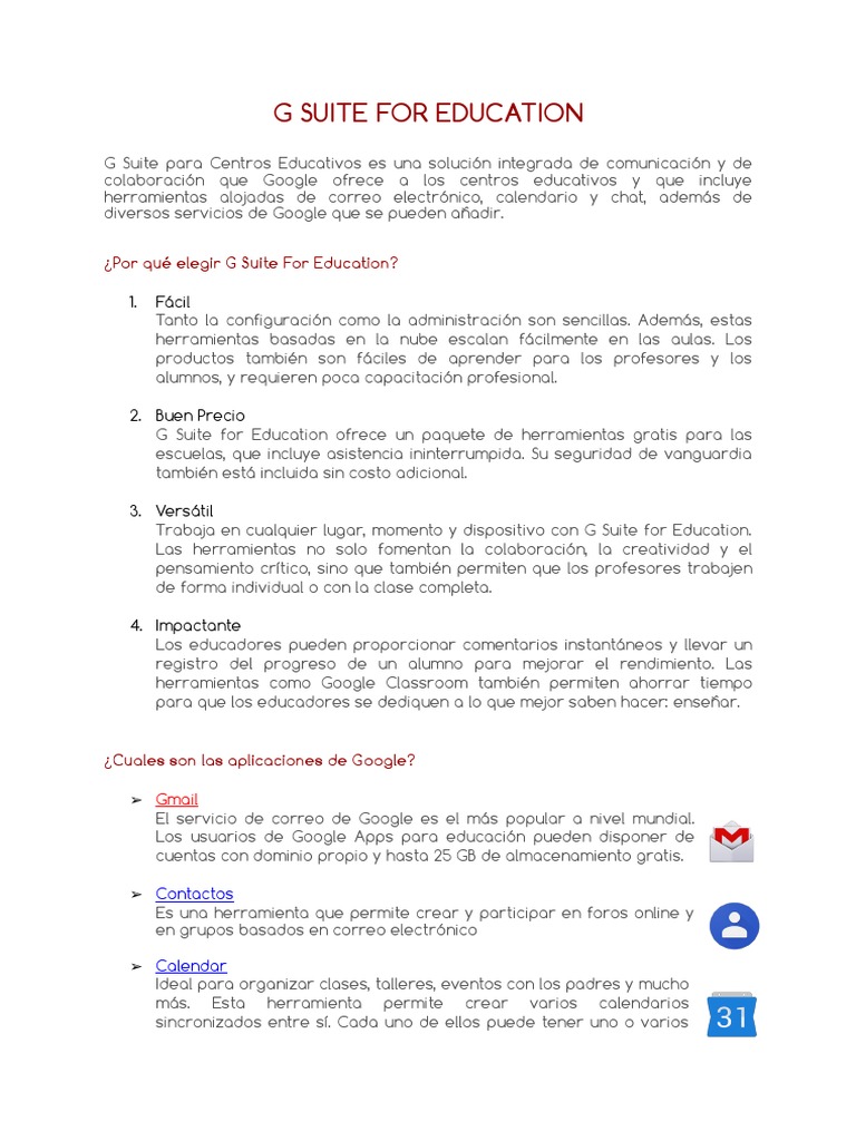 G Suite para Educación: Herramientas Gratuitas | PDF | Informática ...