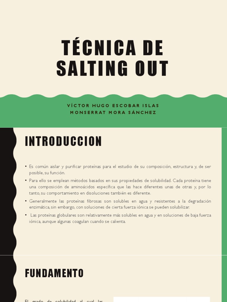 Técnica Salting Out | PDF | Solubilidad | Proteínas