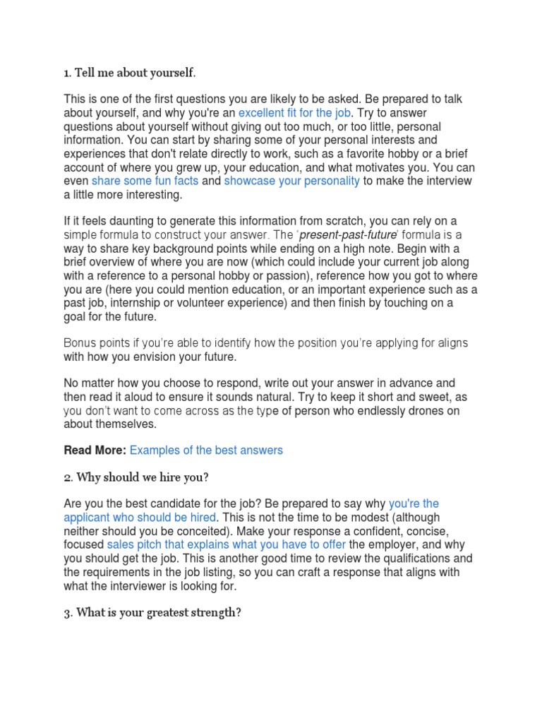 Preparing for Common Interview Questions: A Guide to Crafting Compelling Responses to Typical ...