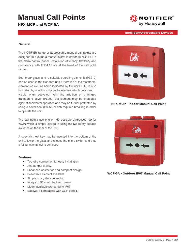 DOC-02-088 - Addressable Manual Call Points (AU) Datasheet Rev C | PDF | Manufactured Goods ...