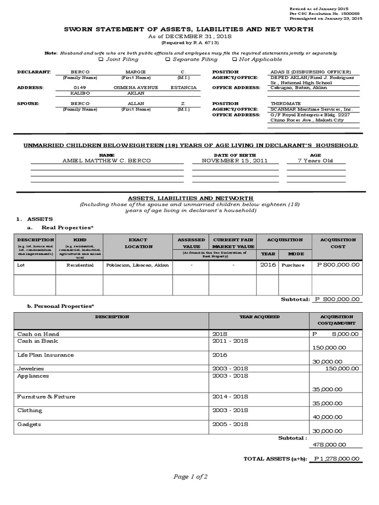 2019 Saln Form | PDF | Identity Document | Social Institutions