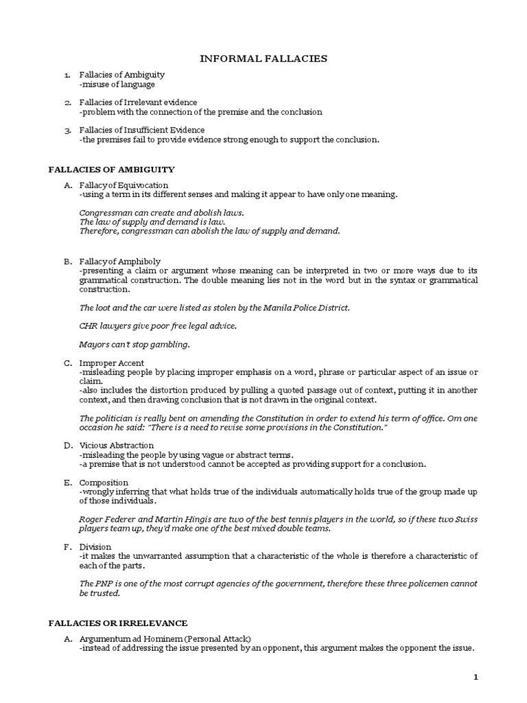 Understanding Informal Fallacies | PDF | Fallacy | Ambiguity