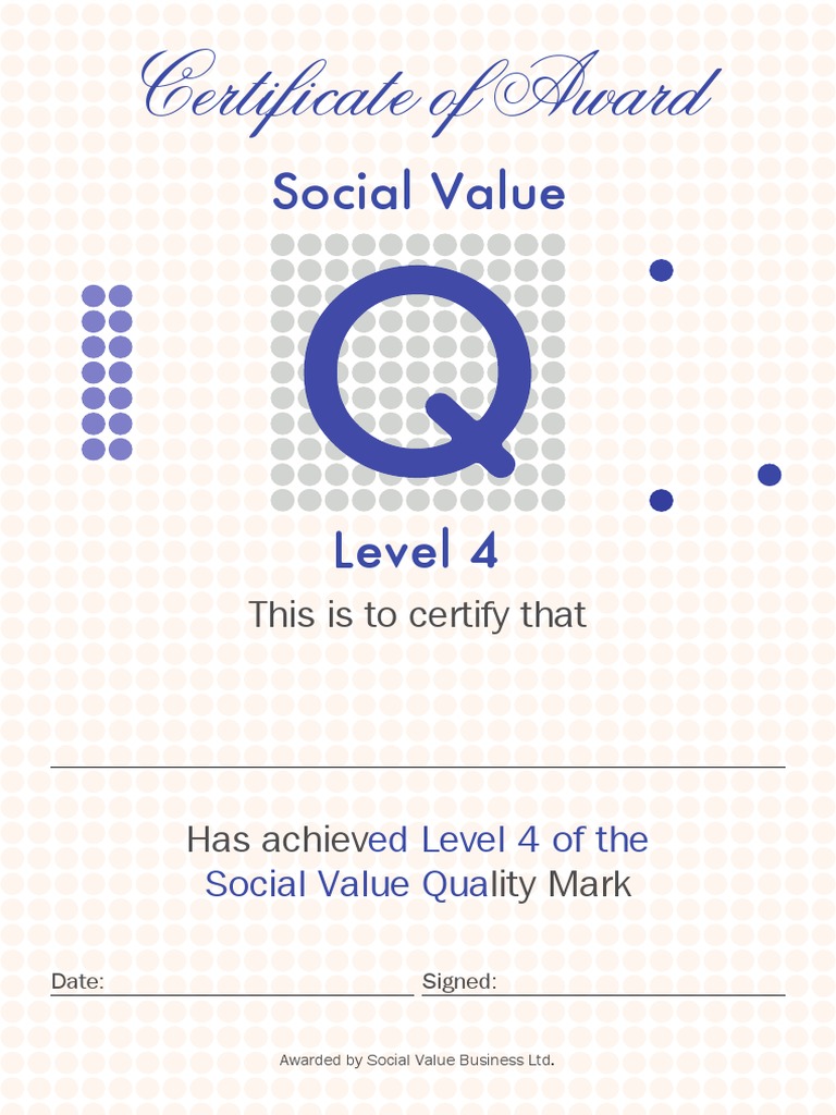 Social Value Certificate-Level 4 PDF | PDF | Business | Business (General)