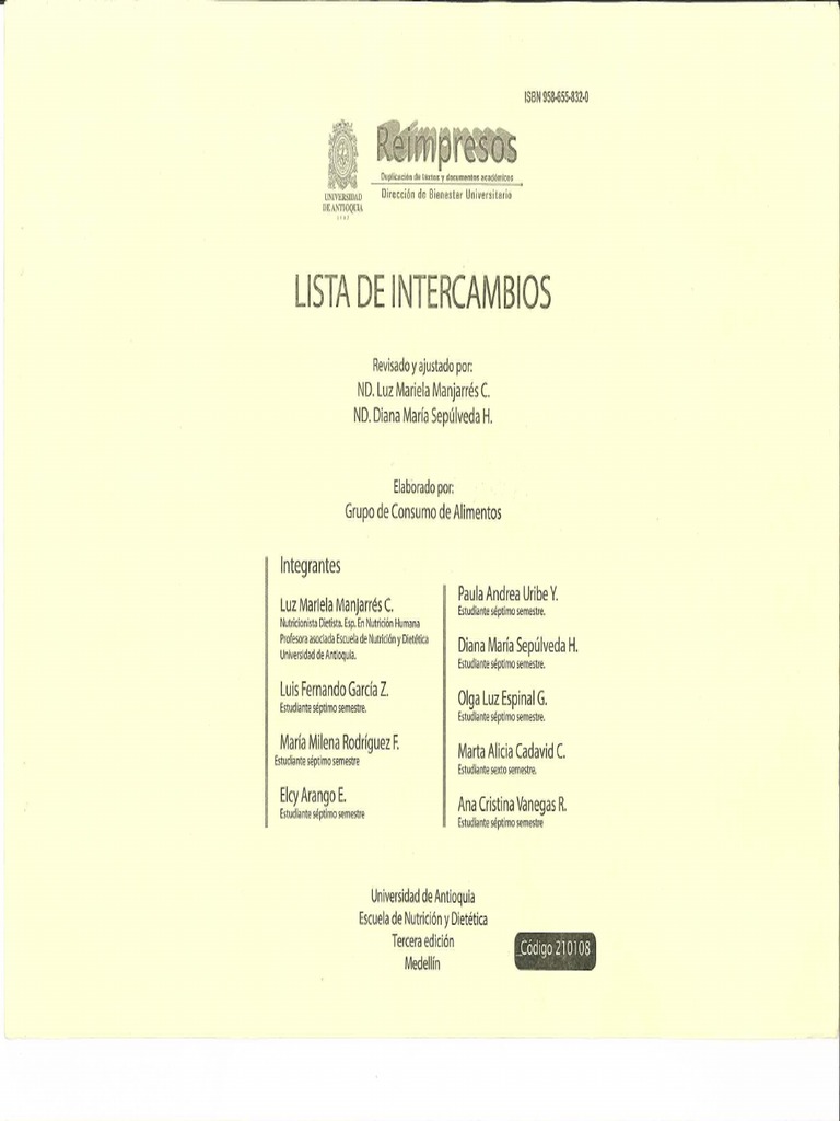 Lista de Intercambios | PDF