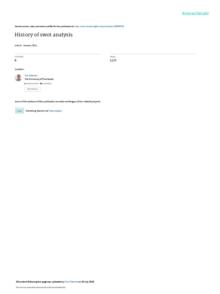 History of Swot Analysis | PDF | Swot Analysis | Strategic Management