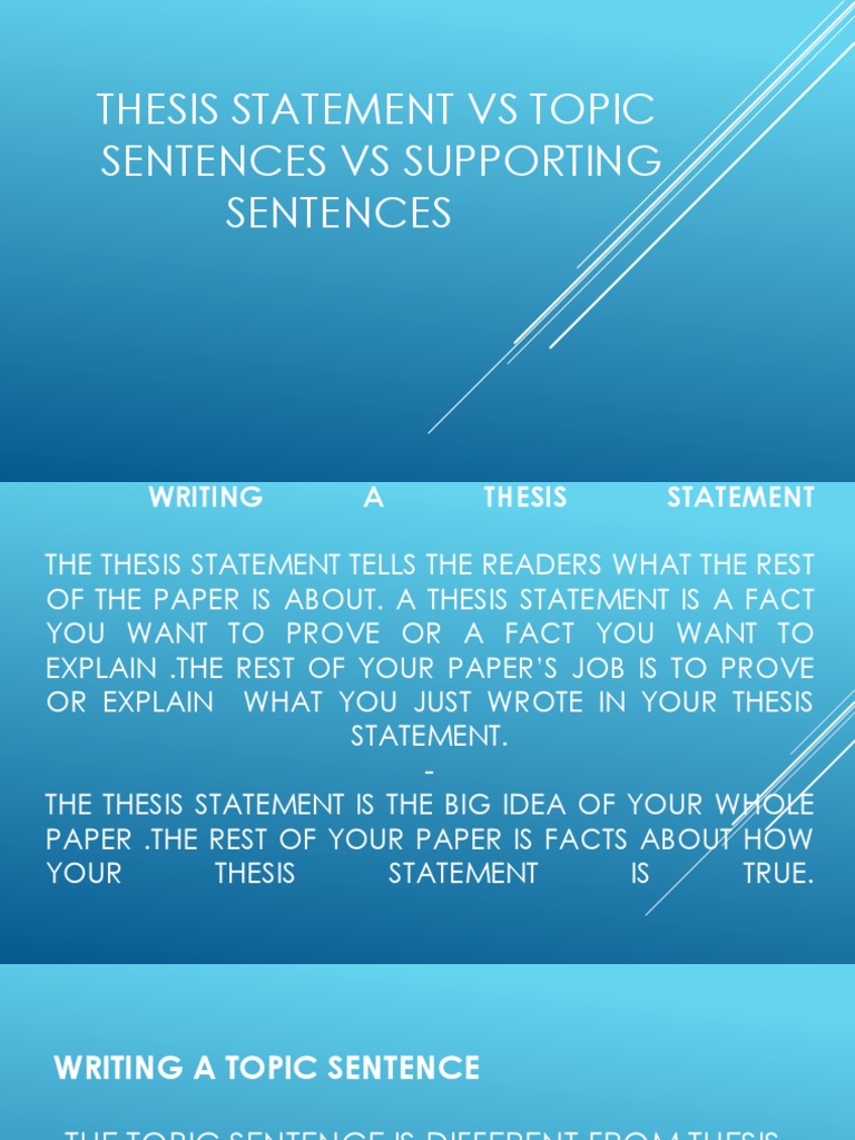 Thesis vs. Topic Sentences Explained | PDF | Thesis | Homework