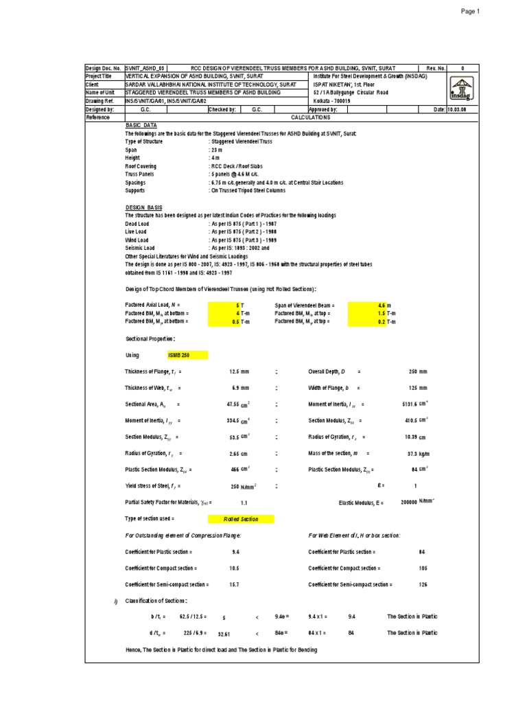 Example Beam Column Design IS800 PDF | PDF | Young's Modulus | Chemical ...