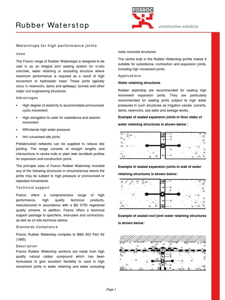 0418-07-34-21 Datasheet File Rubber Waterstop | PDF | Concrete | Dam