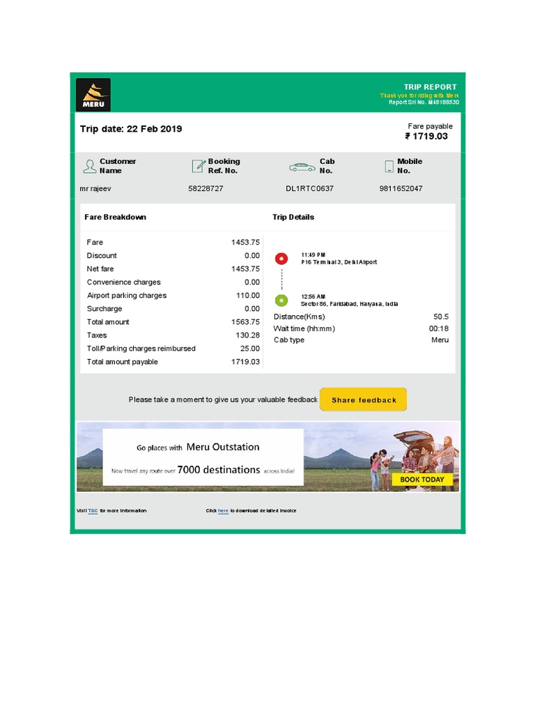 Meru Cabs 58228727 | PDF | Transport | Payments