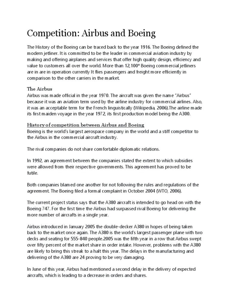 Competition: Airbus and Boeing | PDF | Airbus | Boeing