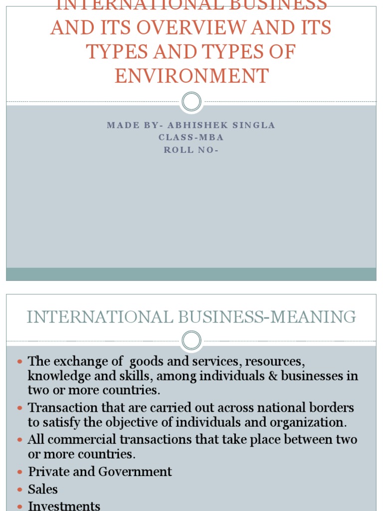 International Business and Its Overview and Its Types | PDF ...