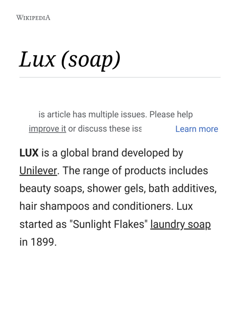 Lux Soap: Origins and Ownership | PDF | Soap | Personal Hygiene Products