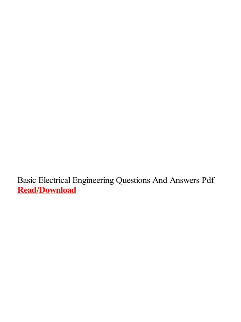 Basic Electrical Engineering Q&A PDF | PDF | File Format | Electrical ...