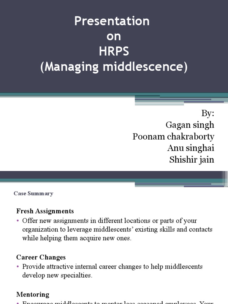 Managing Middlescence in HRPS | PDF