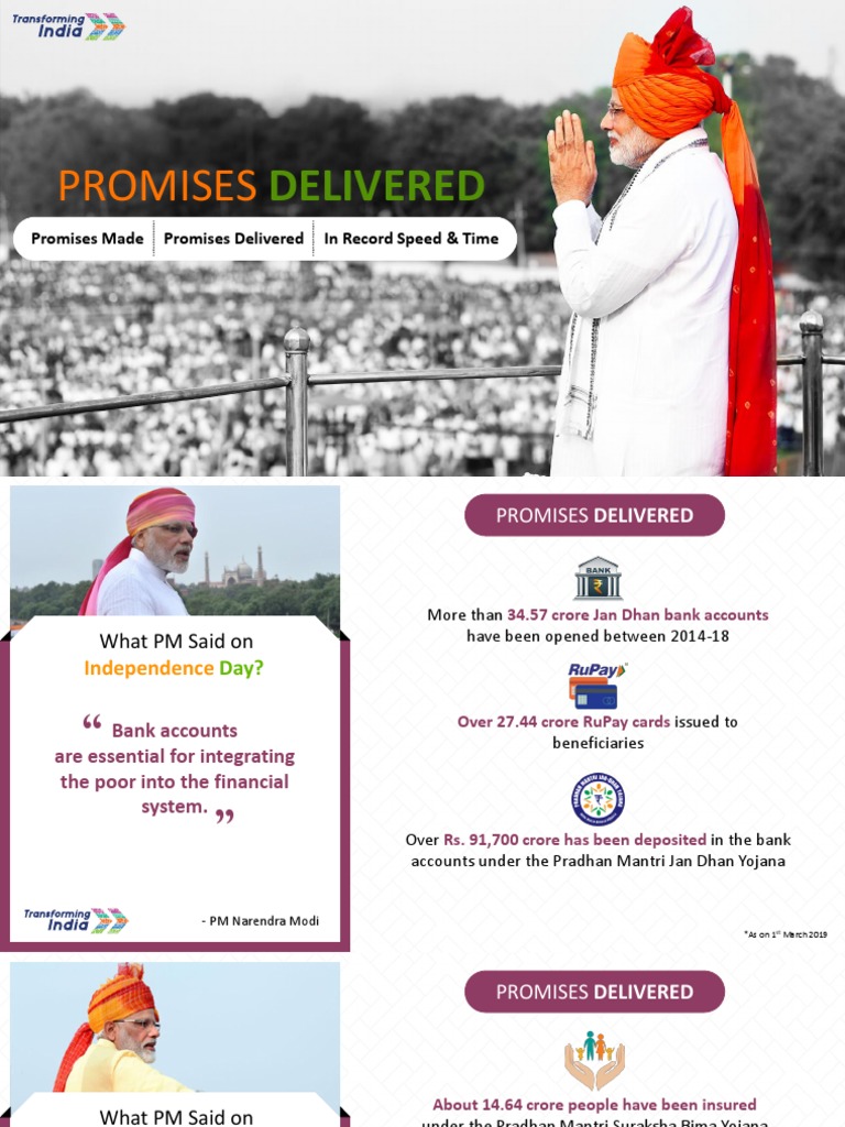 Promises Delivered | PDF | Government Of India | Economy Of India