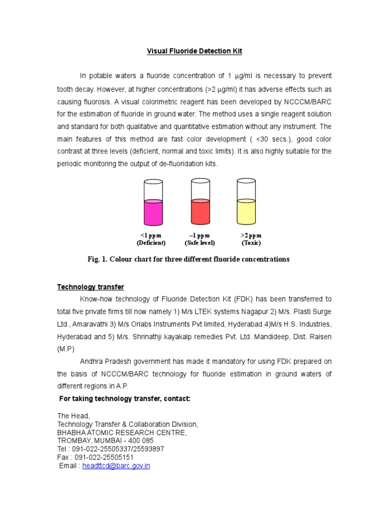 Visual Fluoride Detection Kit: Fig. 1. Colour Chart For Three Different ...
