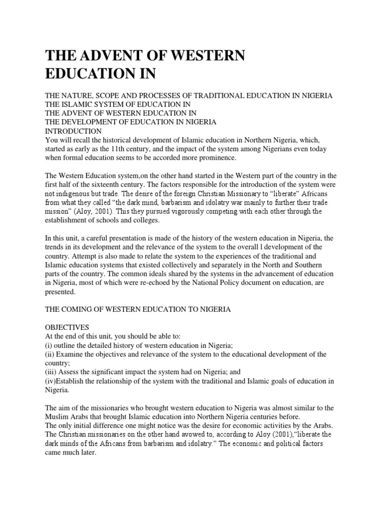 History of Western Education in Nigeria | PDF | Schools | Nigeria