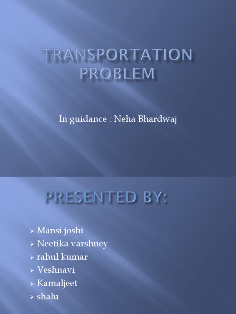 Transportation Problem | PDF | Mathematical Optimization | Numerical Analysis