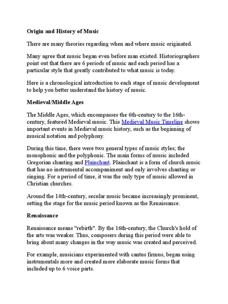 History of Music | PDF | Classical Period (Music) | Classical Music