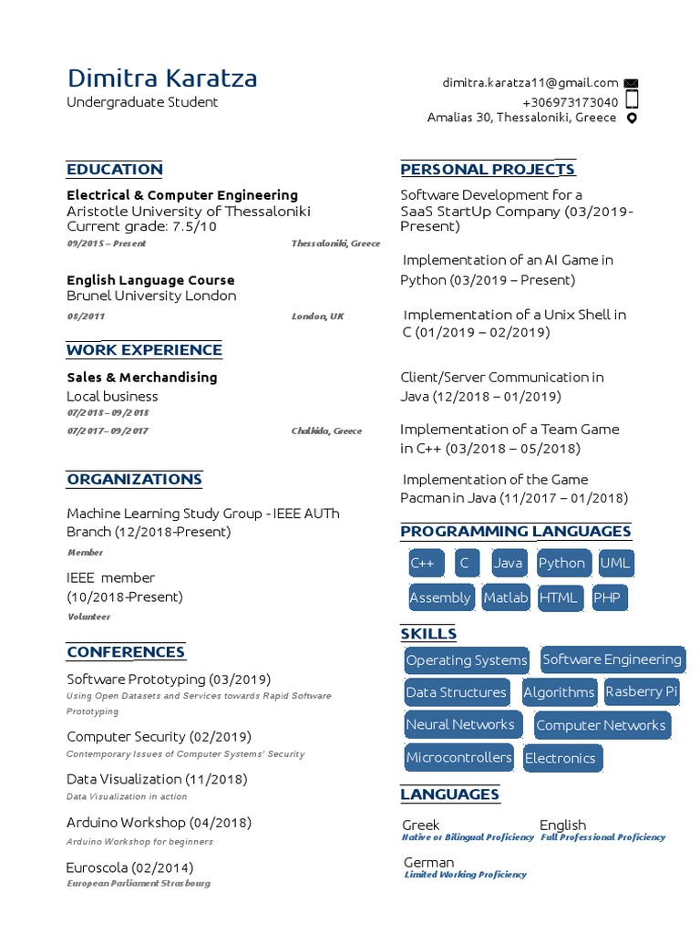 Dimitra Karatza CV | PDF | Programming Language | Software