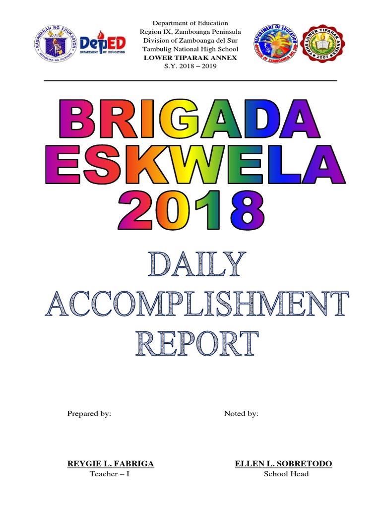Daily Accomplishment Report Brigada Eskwela 2018.docx | Personal Growth