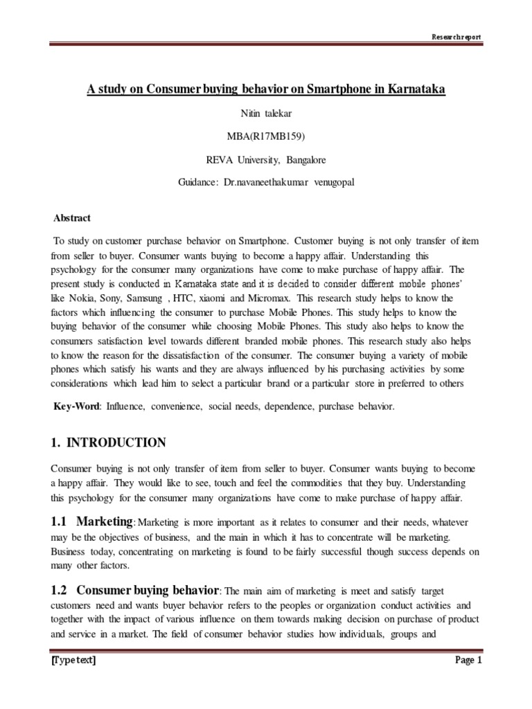 Reasearch On Consumer Behavior (Nitin Talekar) Final Project MBA | PDF | Sampling (Statistics ...