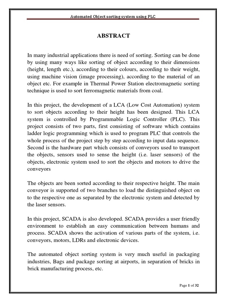 PLC Based Object Sorting | PDF | Programmable Logic Controller | Input/Output