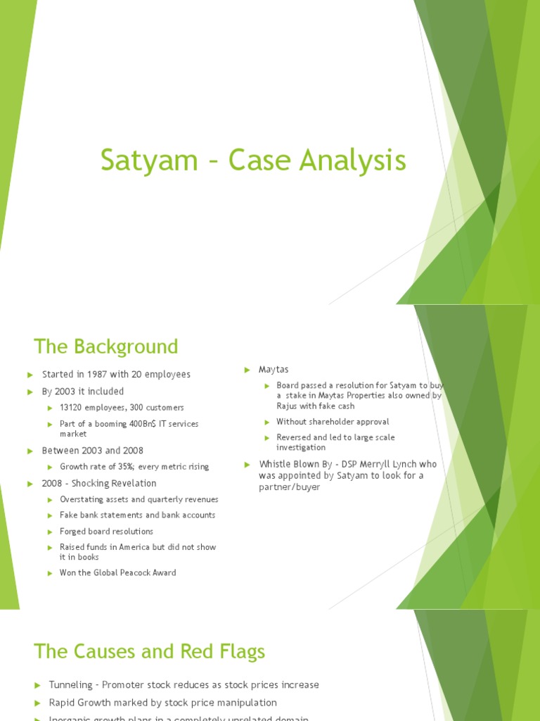 Satyam - Case Analysis | PDF | Corporate Governance | Banks