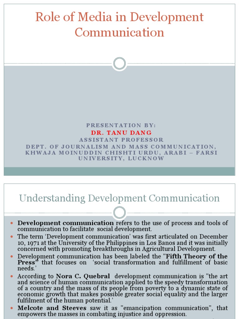 Role of Media in Development Communication - Notes PDF | PDF | Mass ...