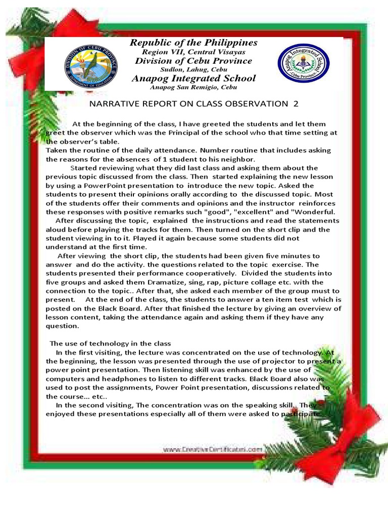 Cot Narrative 2 | PDF | Lecture | Teaching Method