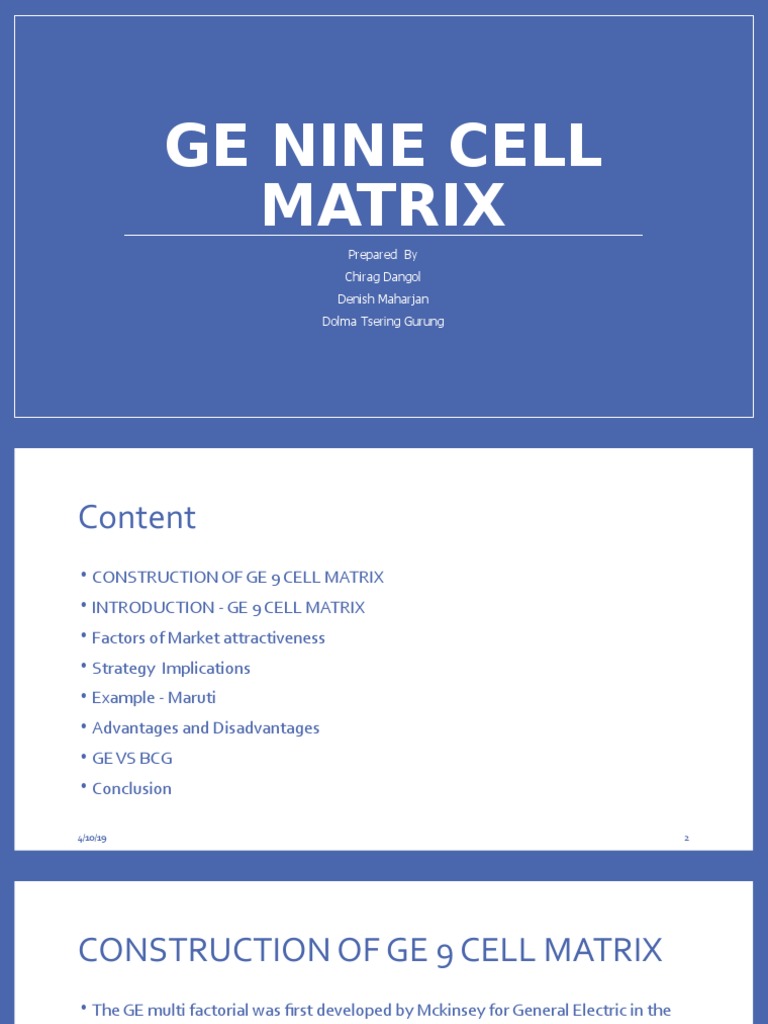 Final Ge Nine Cell Matrix | PDF | Microeconomics | Marketing