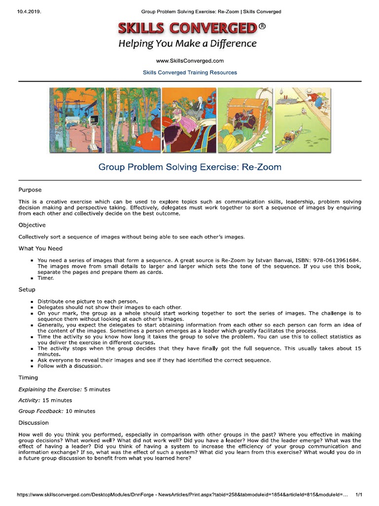 Group Problem Solving Exercise - Re-Zoom - Skills Converged | PDF