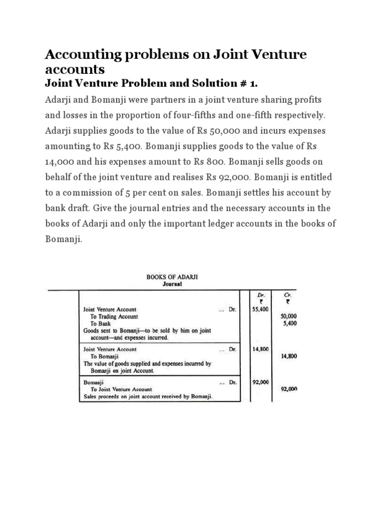 Joint Venture Accounting Problems & Solutions | PDF | Joint Venture ...