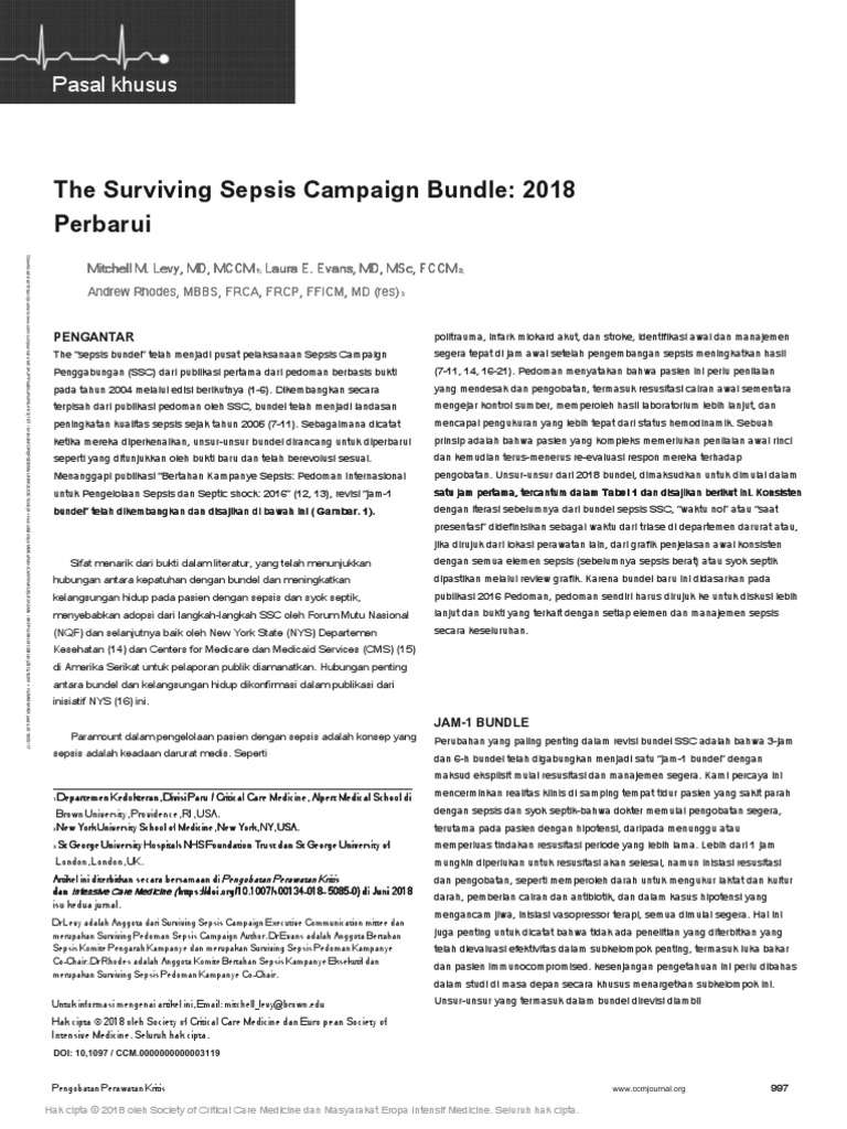 Surviving Sepsis Campaign Hour 1 Bundle 2018.en - Id | PDF