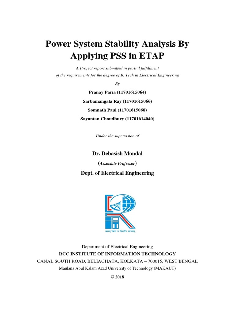 Power System Stability Analysis by Applying PSS in ETAP | PDF | Steady ...