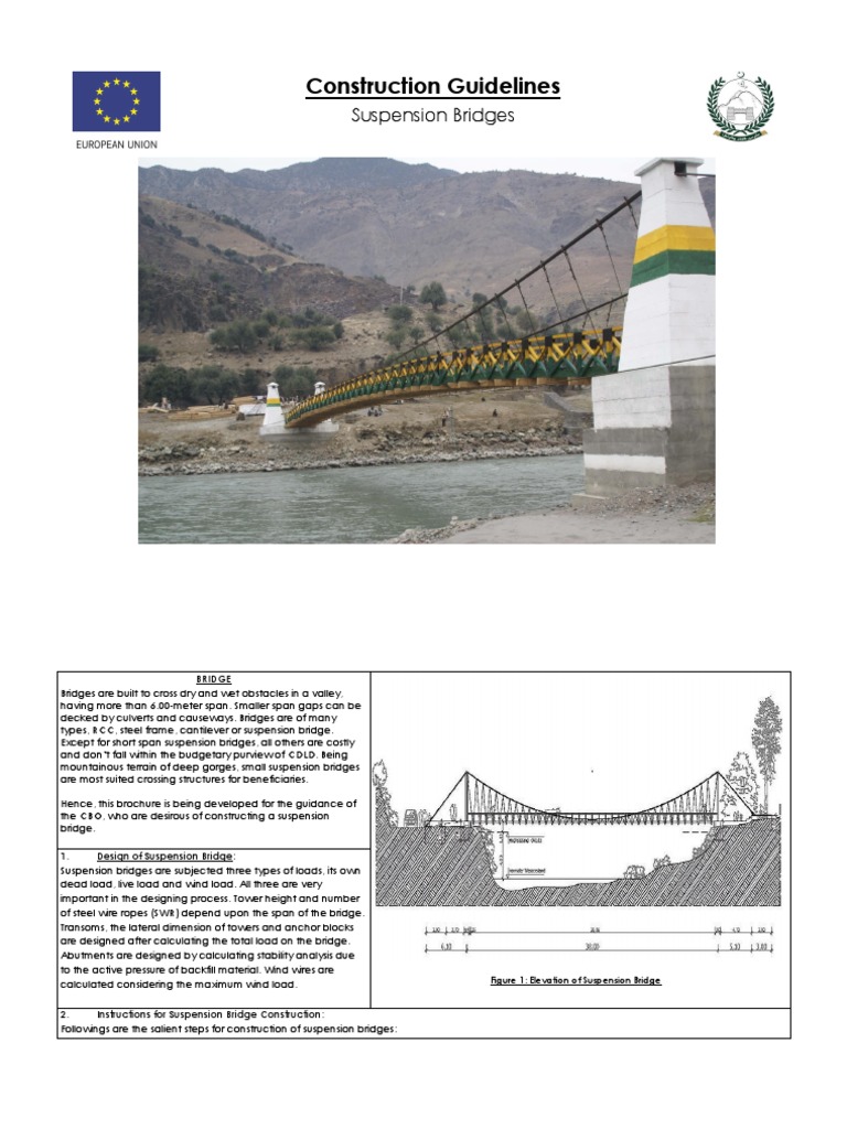 Suspension Bridge Construction Guidelines | PDF | Masonry | Bridge