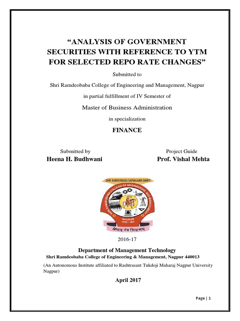 Final Report PDF | PDF | Yield Curve | Bonds (Finance)