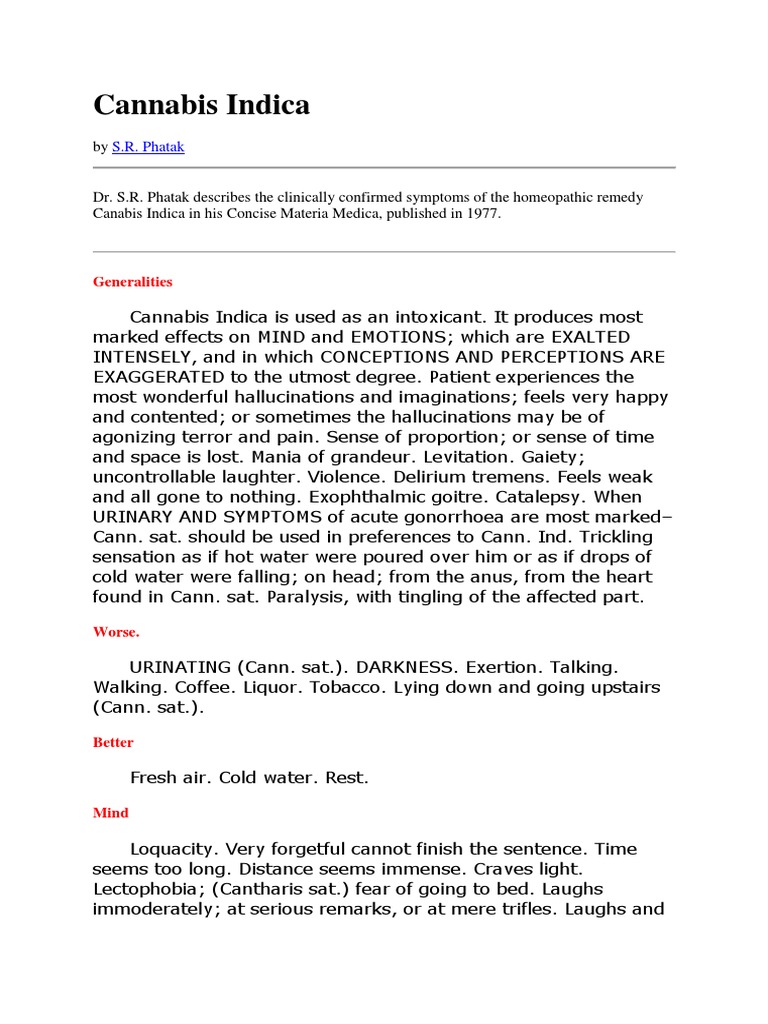 Cannabis Indica | PDF | Cannabis | Homeopathy