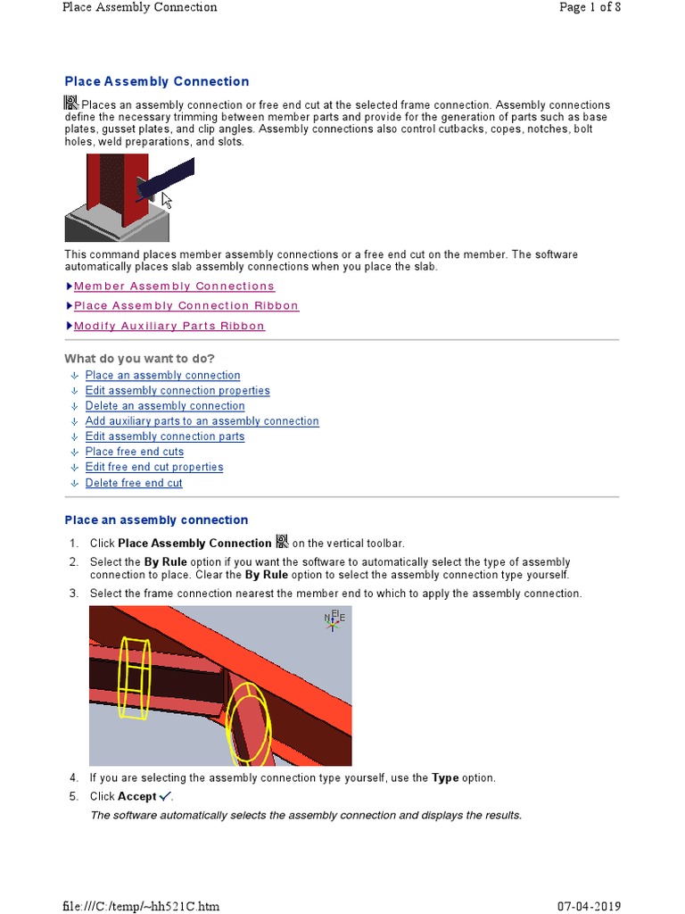 Member Assembly Connections Place Assembly Connection Ribbon Modify ...