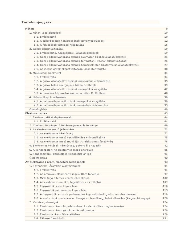 Fizika 10 Mozaik Tartalomjegyzéke | PDF